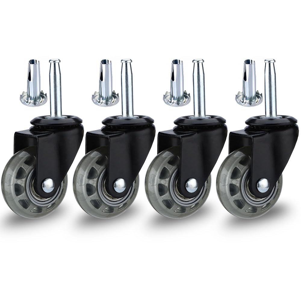 Snapklik.com : NERILEE 2" Rubber Caster Wheels, Casters Set Of 4 Black Casters 5/16" X 1 1/2" (7 ...