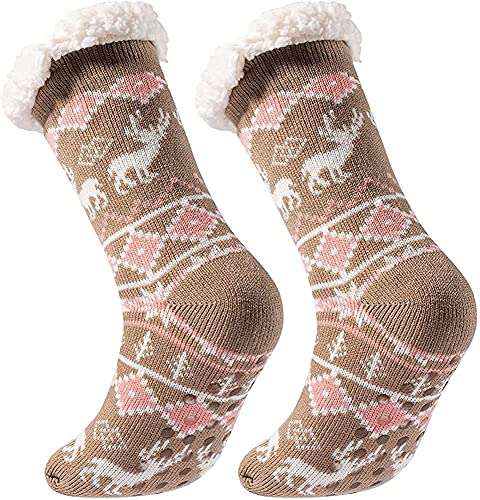 Buy JMP Women Men Sherpa Lining Fuzzy Slipper Socks, Winter Crochet ...