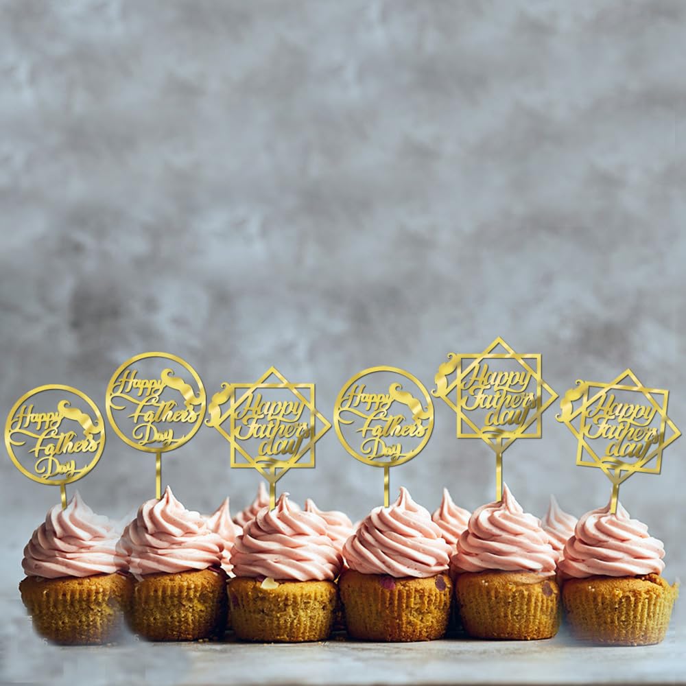 Snapklik.com : 6 PCS Happy Fathers Day Cake Toppers,Fathers Day Golden ...