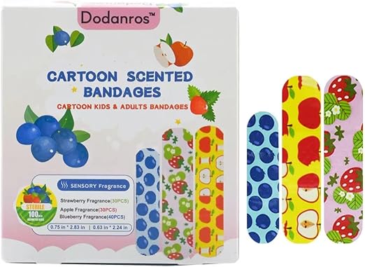 Amazon.com: Dodanros 100 Count Cartoon Fruit Fragrance Fun Bandages ...