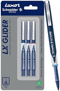 Luxor Schneider, LX-Glider Pens, Pack of 3, Ink- (Blue, Black, Red ...