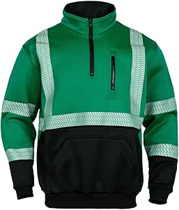 FONIRRA High Visibility Reflective Hoodies for Men Cold Weather Zip Safety Sweatshirts ANSI ...