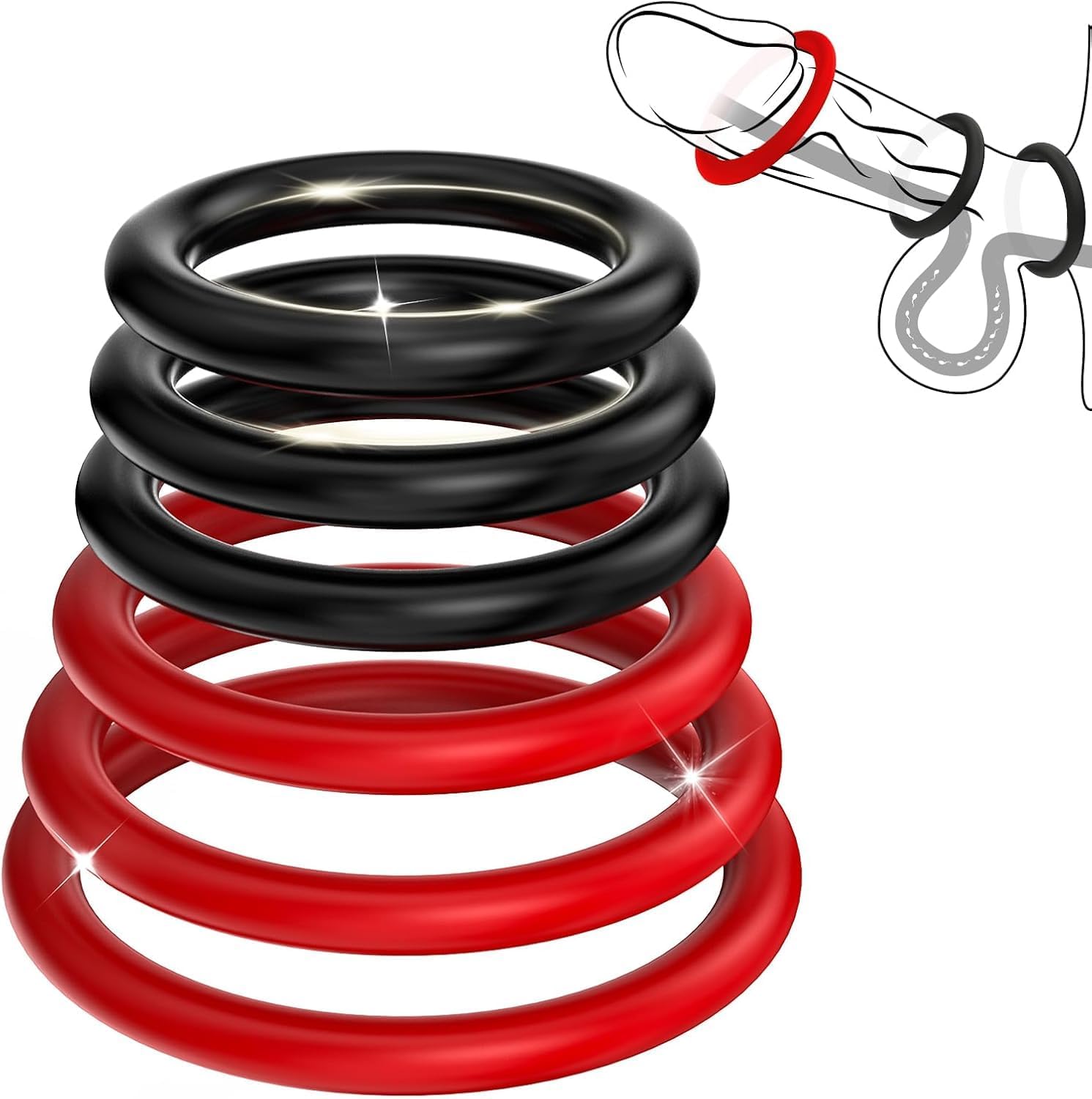 Amazon.com: 2025 Newly 6Pcs Silicone Rings Rubber Male Toys for Couples ...