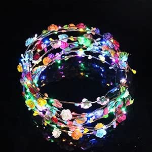 LED Flower Headband 10 pcs (Multi-Colour) Light Up Flower Crown For ...