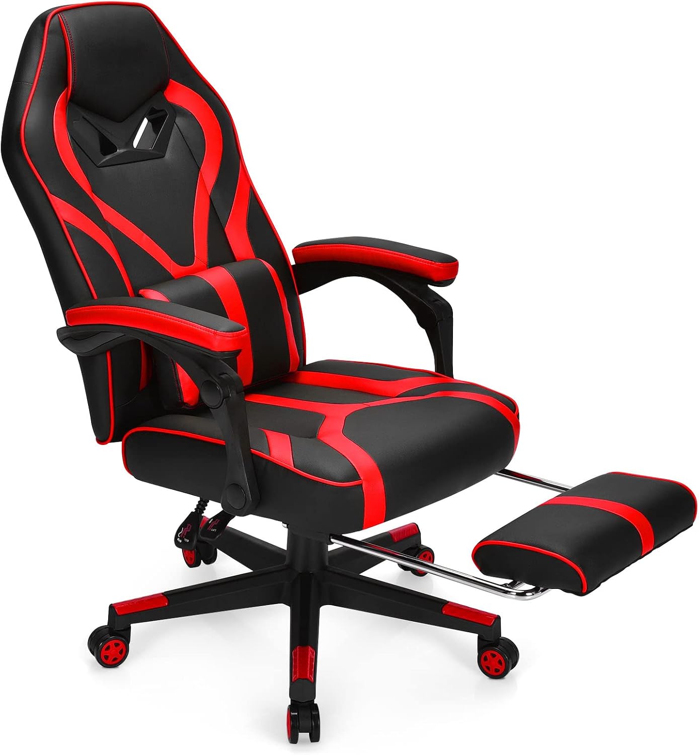 COSTWAY Chaise Gaming Cuir PVC, Siège Gamer Pivotante Ergonomique ...