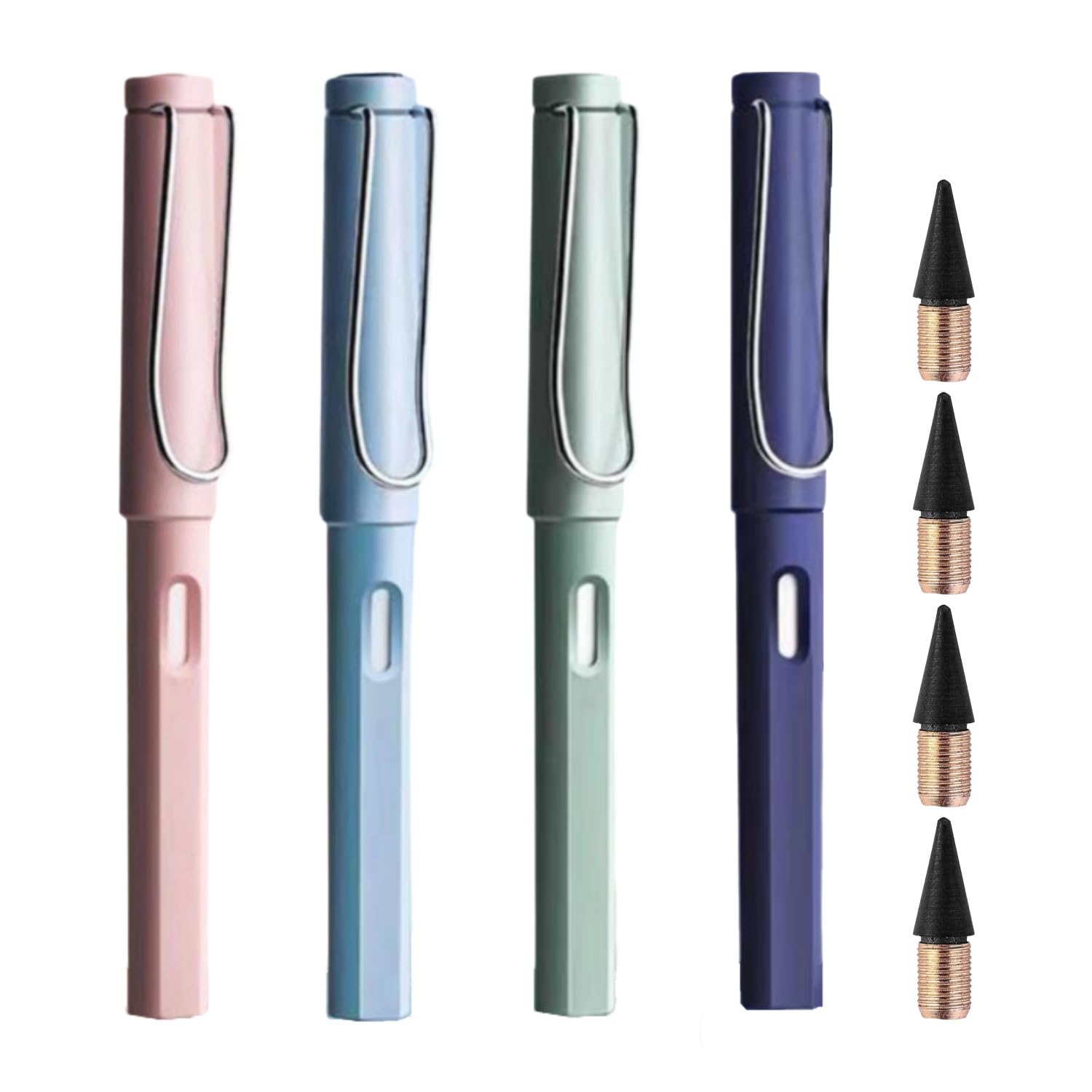 DaiUni Pack of 4 Eternal Pencils, Inkless, Metal Inkless Pencils ...