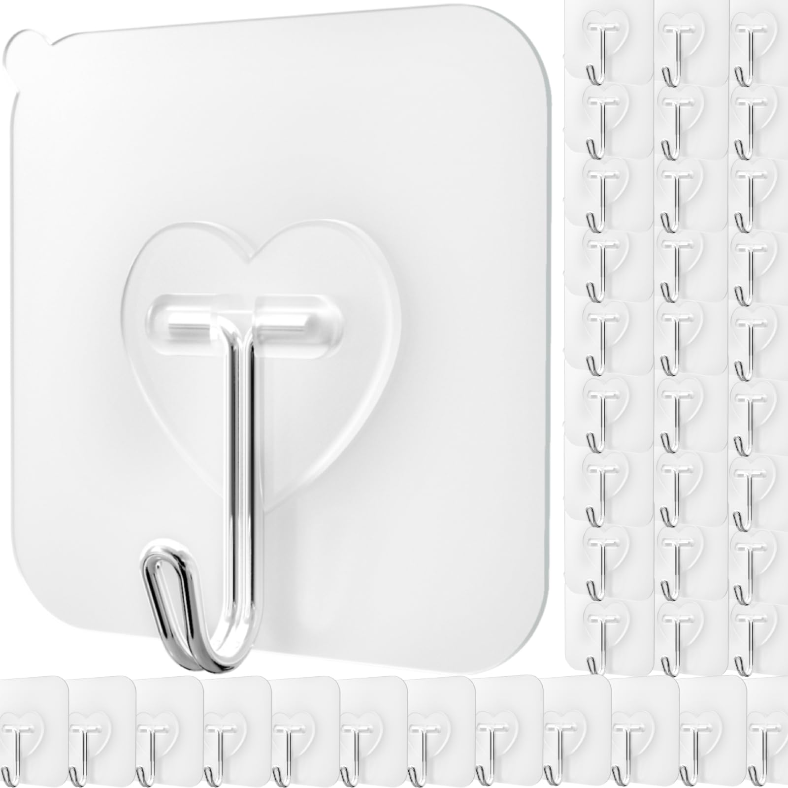 Amazon.com: DGYB 40 Pcs Clear Adhesive Hooks for Hanging 22lb Self Adhesive Wall Hooks Heavy ...