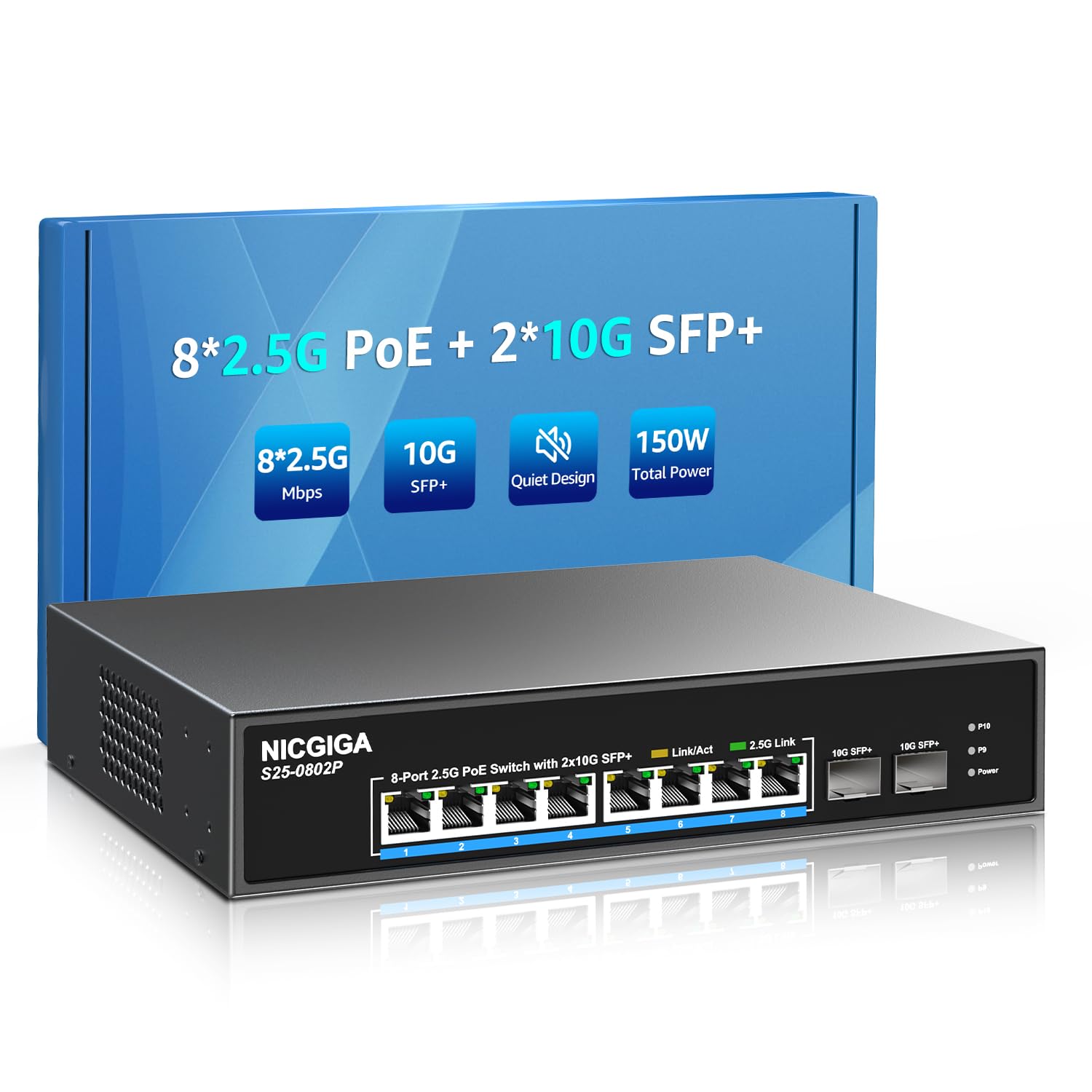 Amazon.com: 8 Port 2.5G PoE Switch Unmanaged with 8 Port 2.5Gb Base-T ...