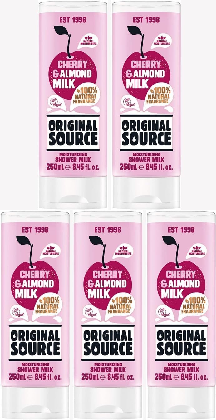 Original Source Vegan Cherry & Almond Milk Shower Milk, (250 ml x 5 ...