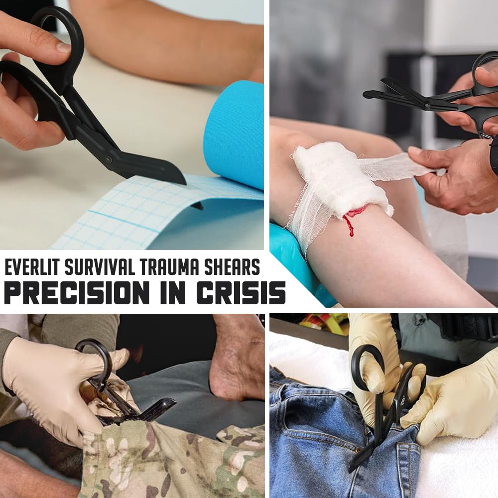 Snapklik.com : EVERLIT Trauma Shears Black Titanium Coated Non-Stick ...