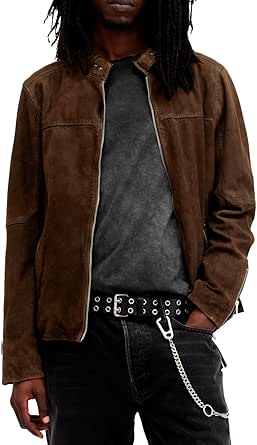 AllSaints Men's Cora Suede Jacket at Amazon Men’s Clothing store