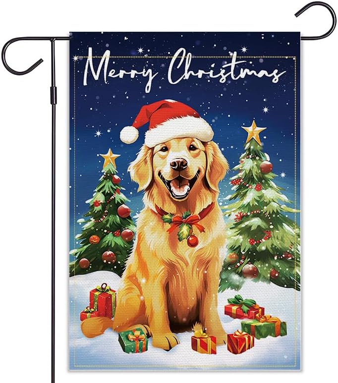 Amazon.com : Balgardekor Golden Retriever Garden Flag Christmas Dogs ...