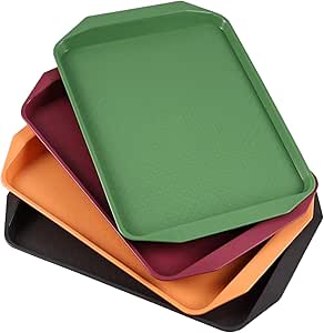 Amazon.com | Guankan 4-Pack Plastic Fast Food Serving Tray, Colored ...