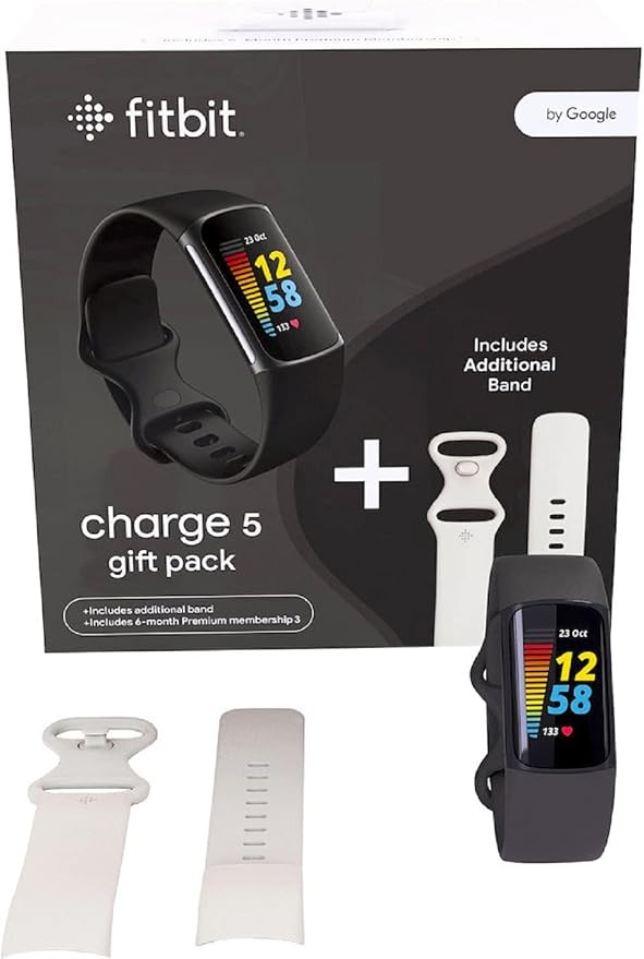 Amazon.com: Fitbit Charge 5 Gift Set - Black/Graphite Stainless Steel ...