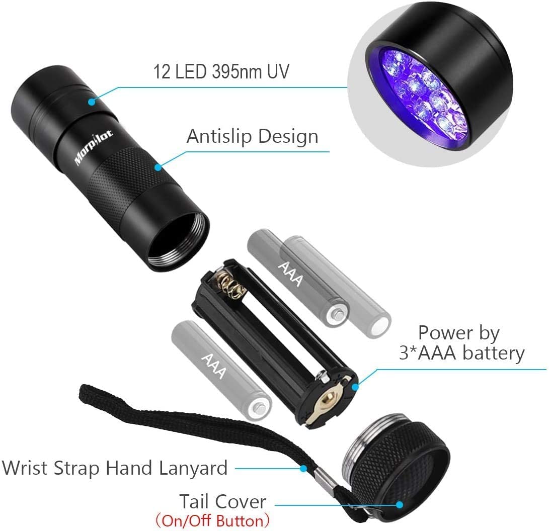 Snapklik.com : Blacklight Flashlights Uv Flashlight,12 LED 395nm ...