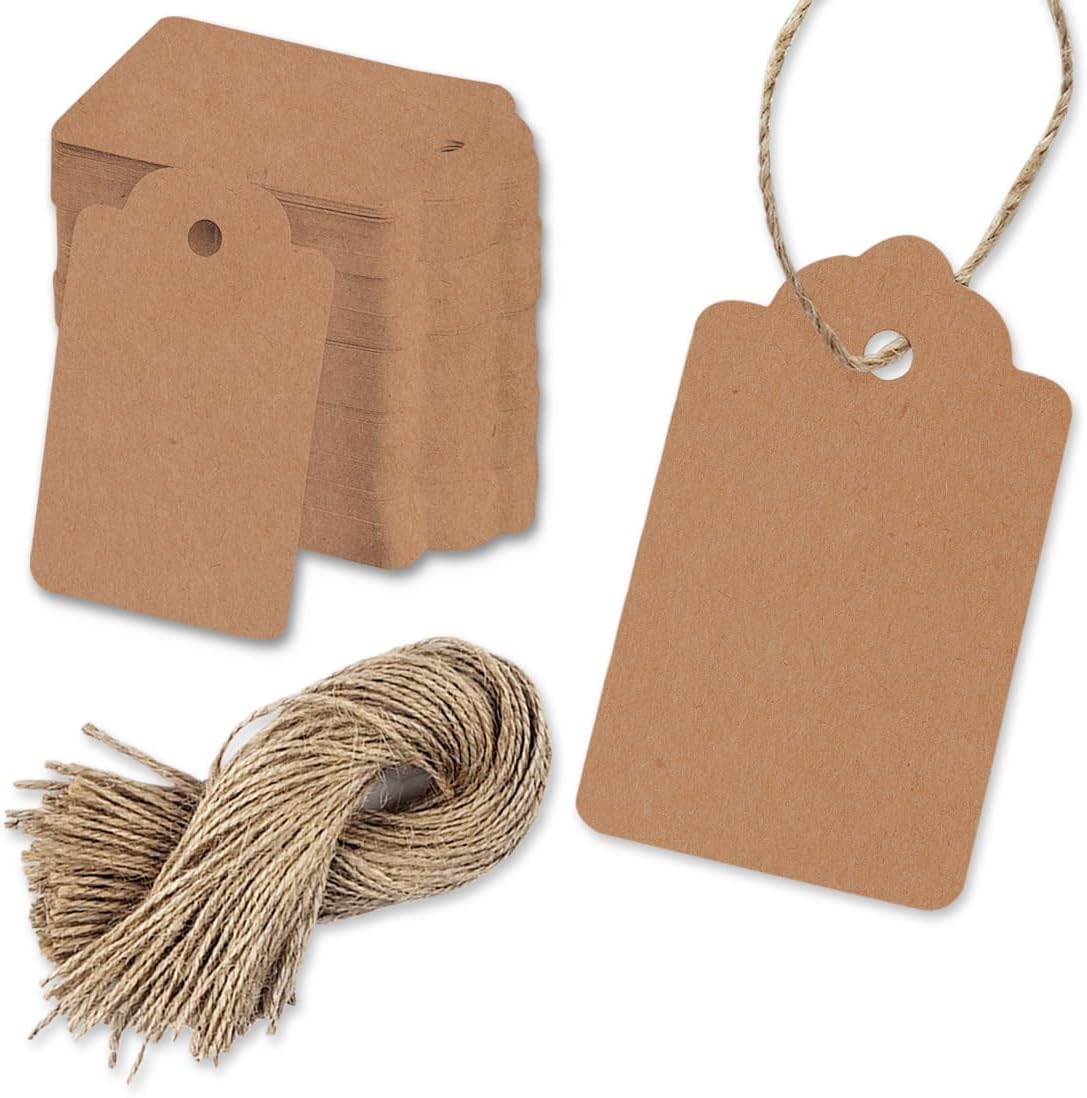 Amazon.com: Gift Tags,120 PCS Kraft Paper Tags for Wedding Brown ...