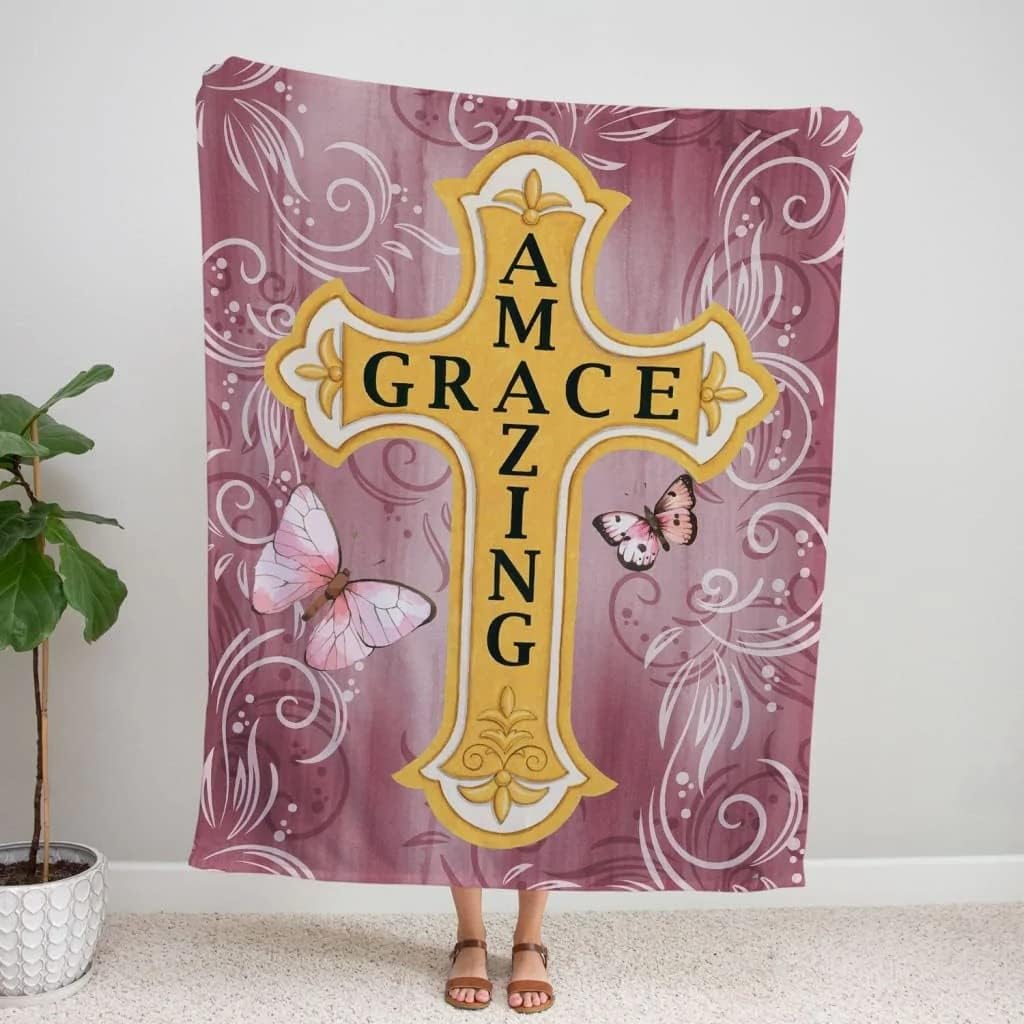 Amazon.com: Amazing Grace Christian Blanket, Christian Gifts (Sherpa ...
