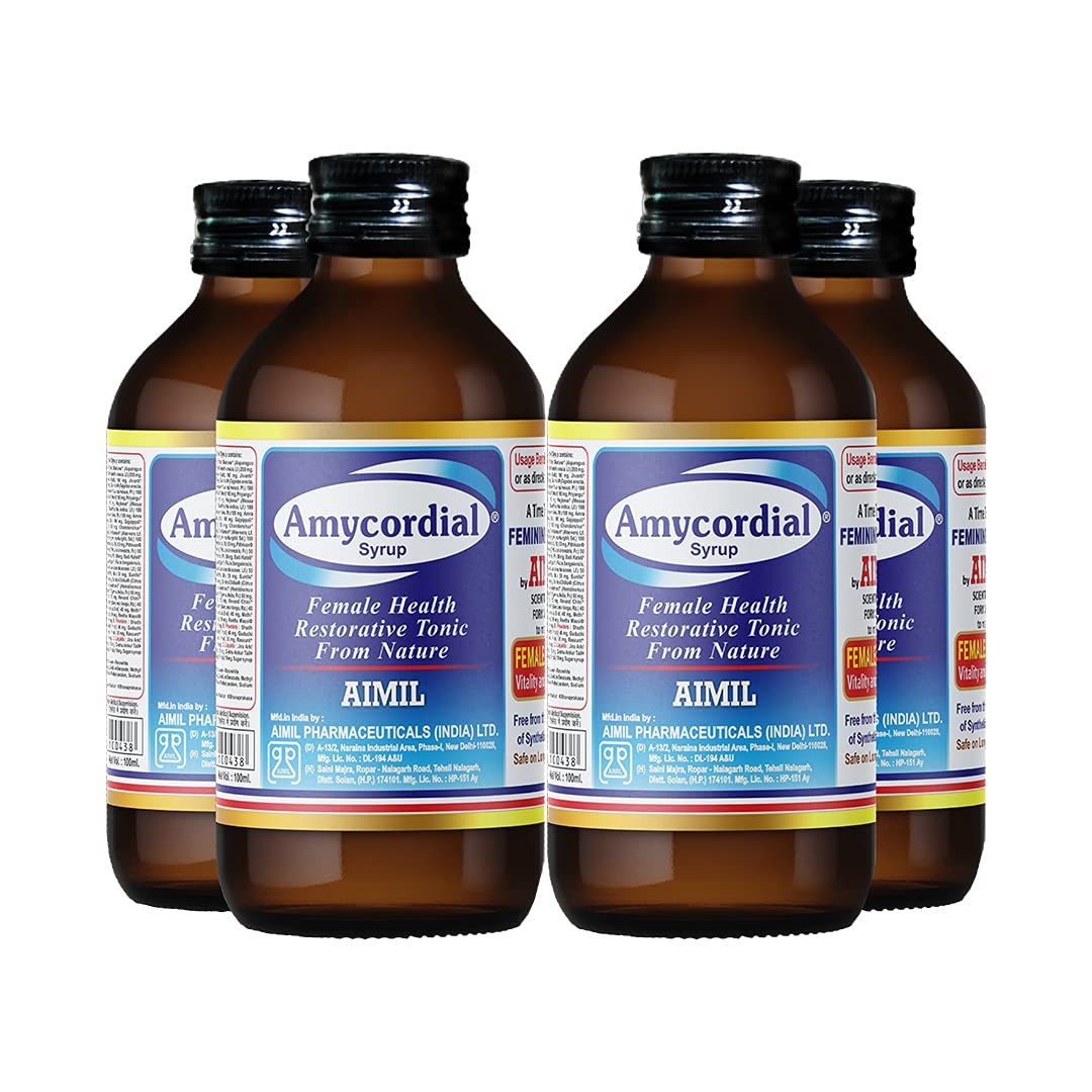 Buy AIMIL Amycordial Syrup - 200ml (Pack of 4) | Female Health ...