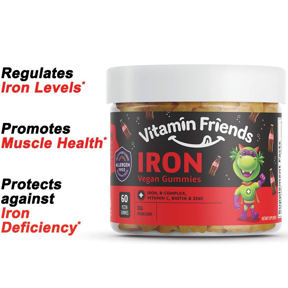 Vitamin Friends New Cola Iron Multivitamin for Kids - Vegan (60 Day ...