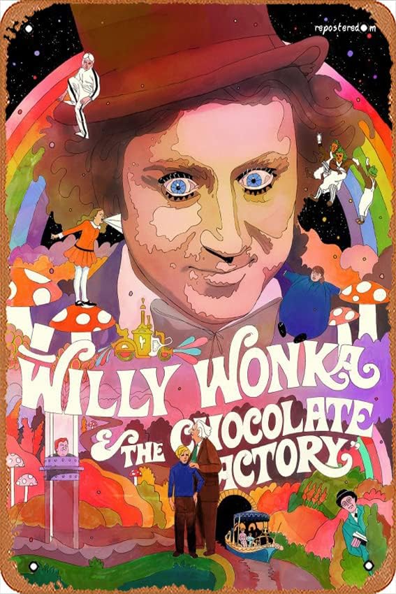 Amazon.com: Willy Wonka and The Chocolate Factory Retro Metal Sign ...