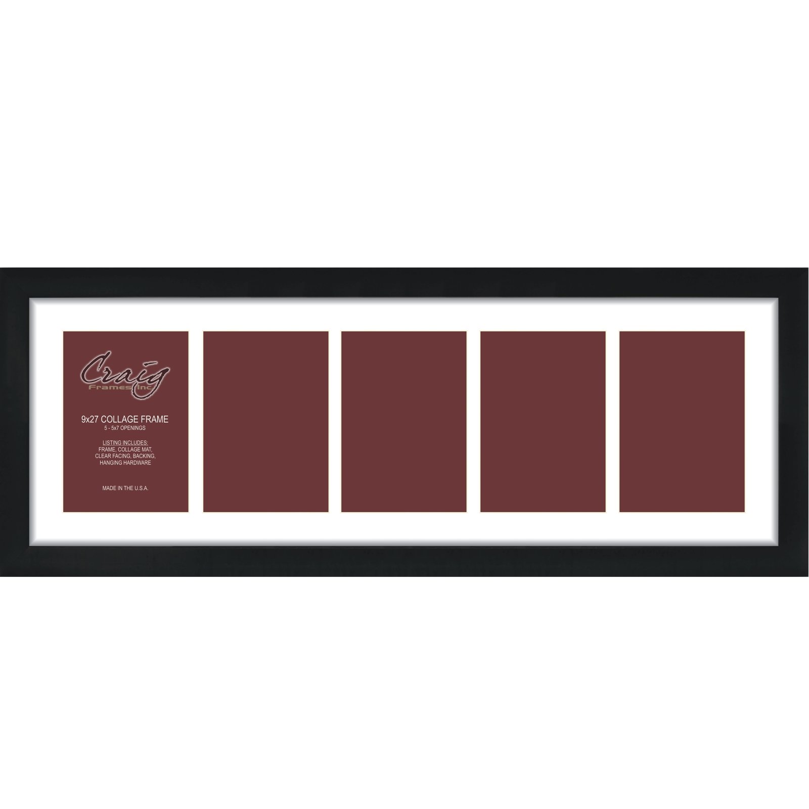 Amazon.com - Craig Frames Contemporary, 9x27 Black Picture Frame with ...