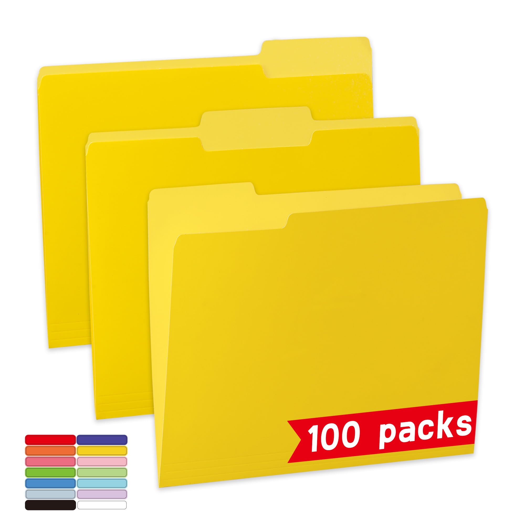 Amazon.com : 100 Packs Two Tone Color File Folders,Yellow File Folders ...