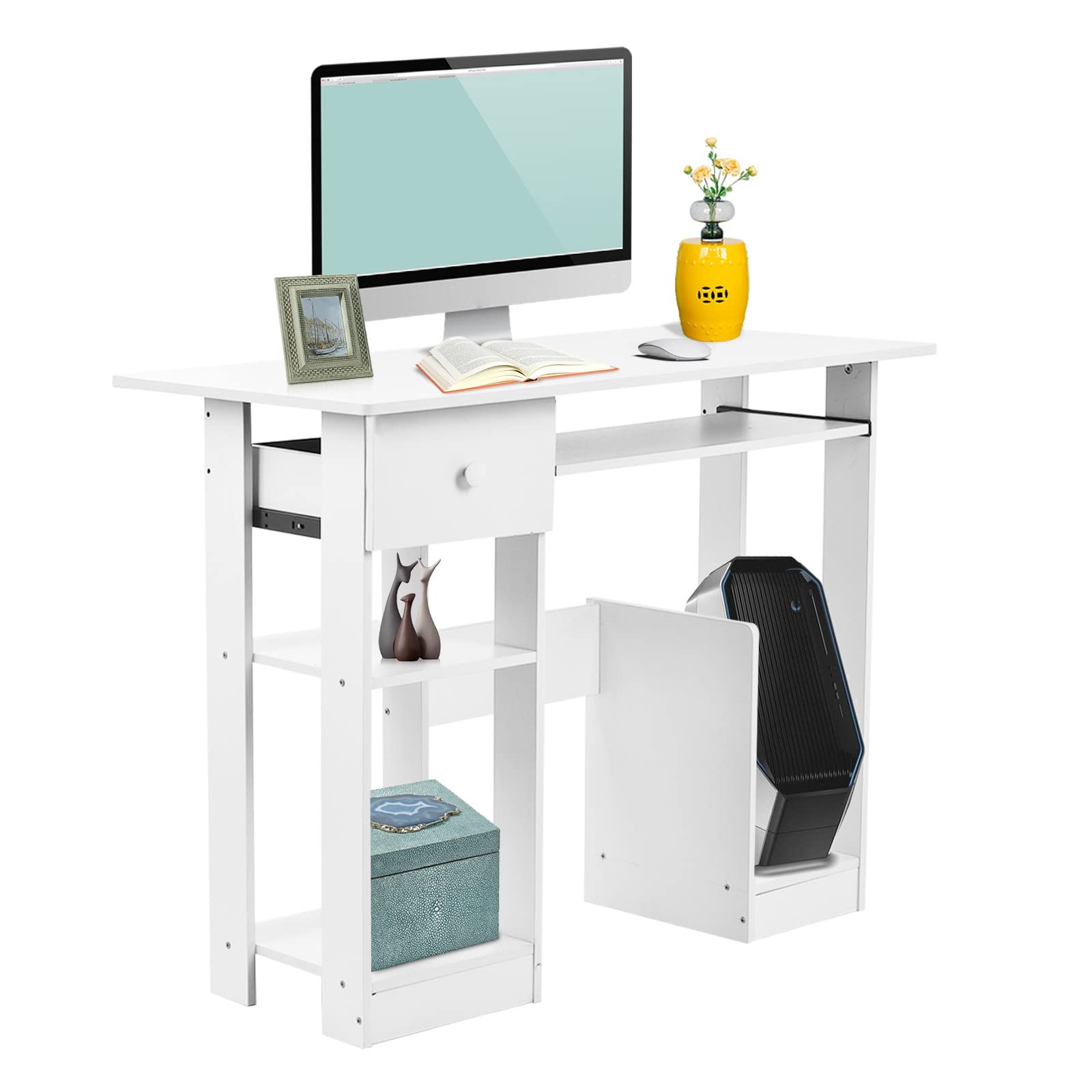 35 4 Inch Small Computer Desk With Keyboard Tray Drawers | Desertcart INDIA