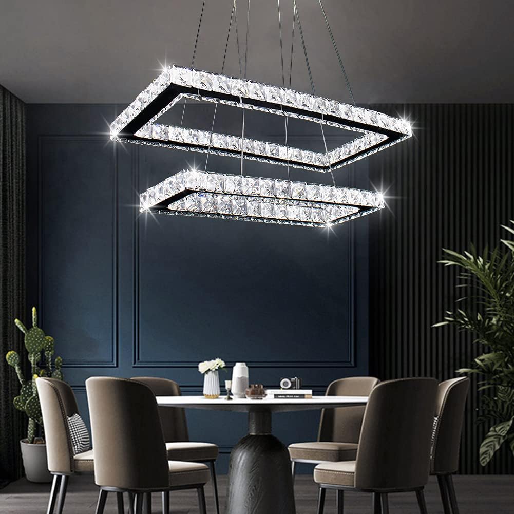 Winretro Modern LED Chandeliers Crystal Chandelier 3 Ring Round Pendant ...