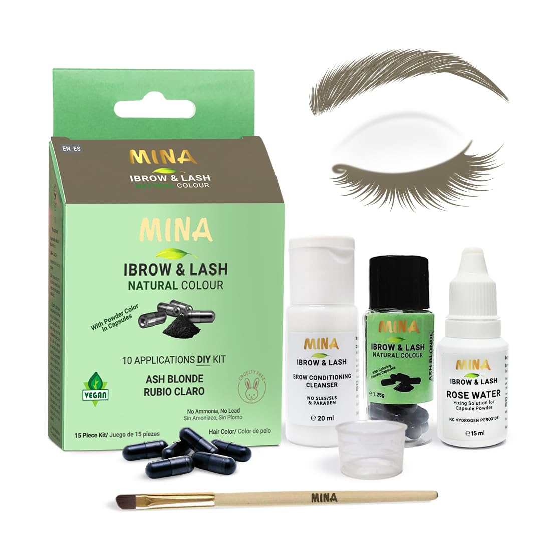 Amazon.com: Mina - Kit de tinte para cejas y pestañas rubio ceniza ...