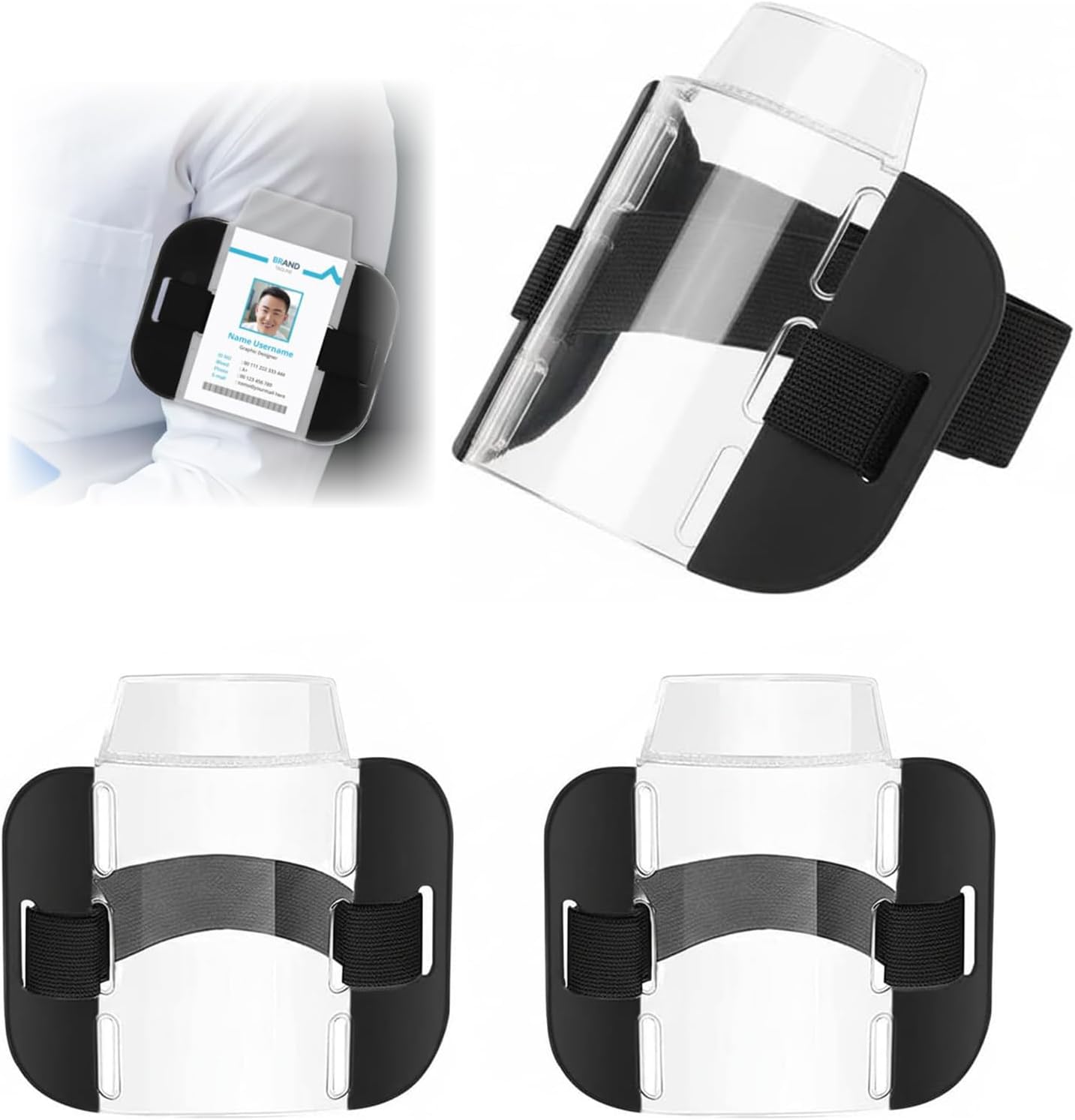 3 Pcs High Visibility SIA Badge Holder Armband, Adjustable Strap ...