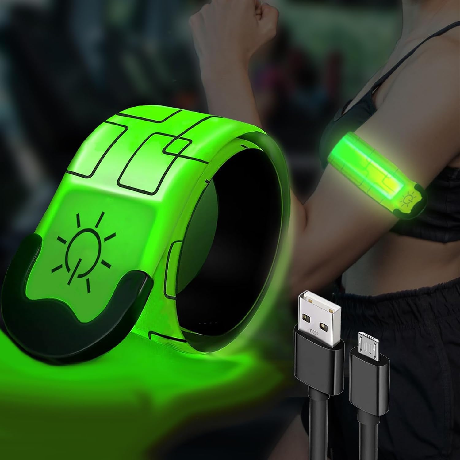 Amazon.com : Rivsli Reflective LED Armband,1 Pack,USB Rechargeable ...