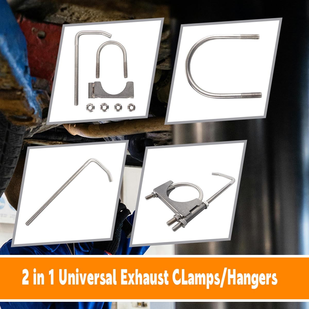 ELSHINE 2" Stainless Steel Exhaust Clamp,Universal Muffler Clamp Button ...