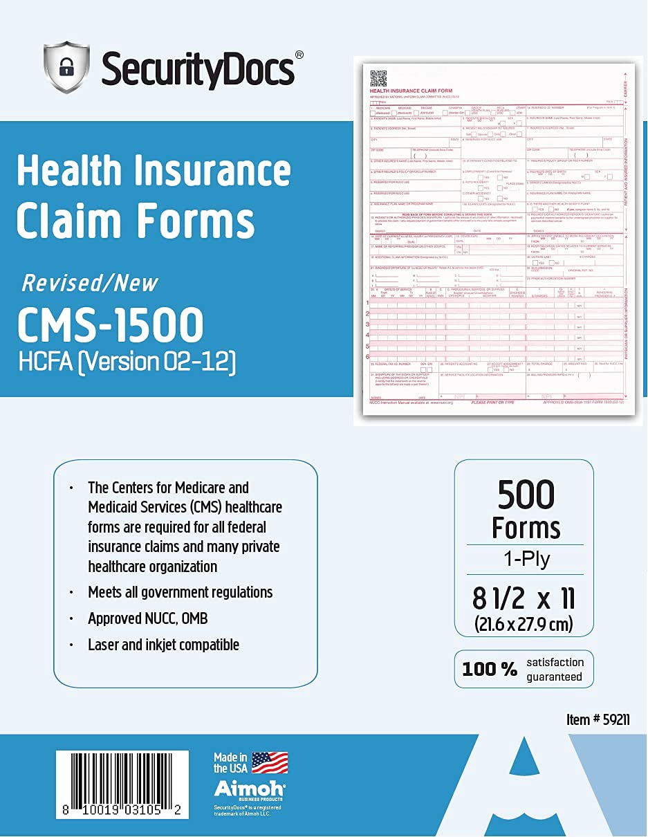 Snapklik.com : Aimoh SecurityDocs 500 CMS-1500 Health Insurance Claim ...