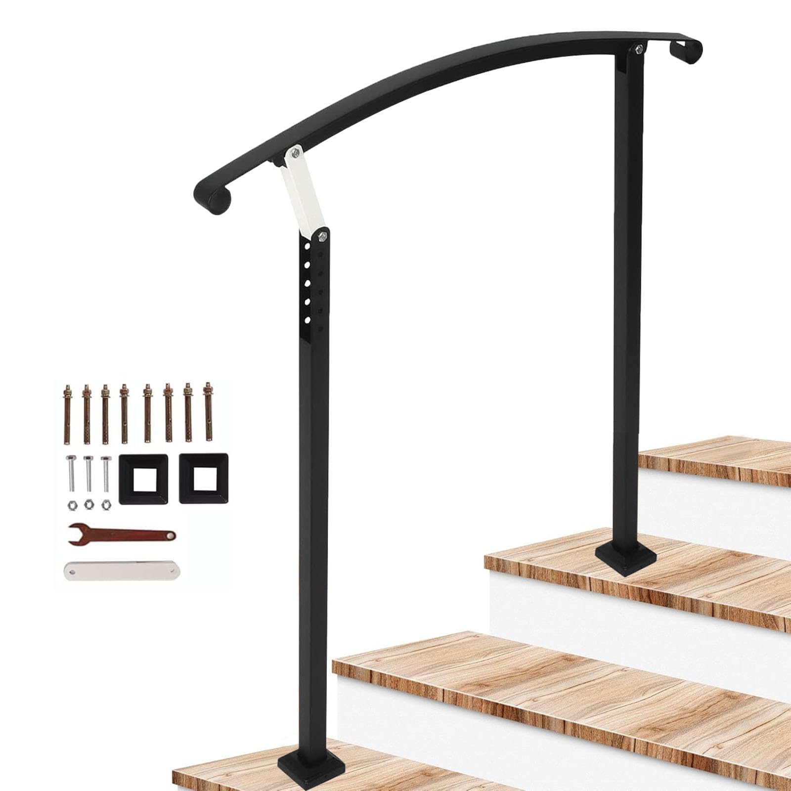 ybaymy Garden Grab Rail Outdoor Handrail for 1-3 Steps Wrought Iron ...