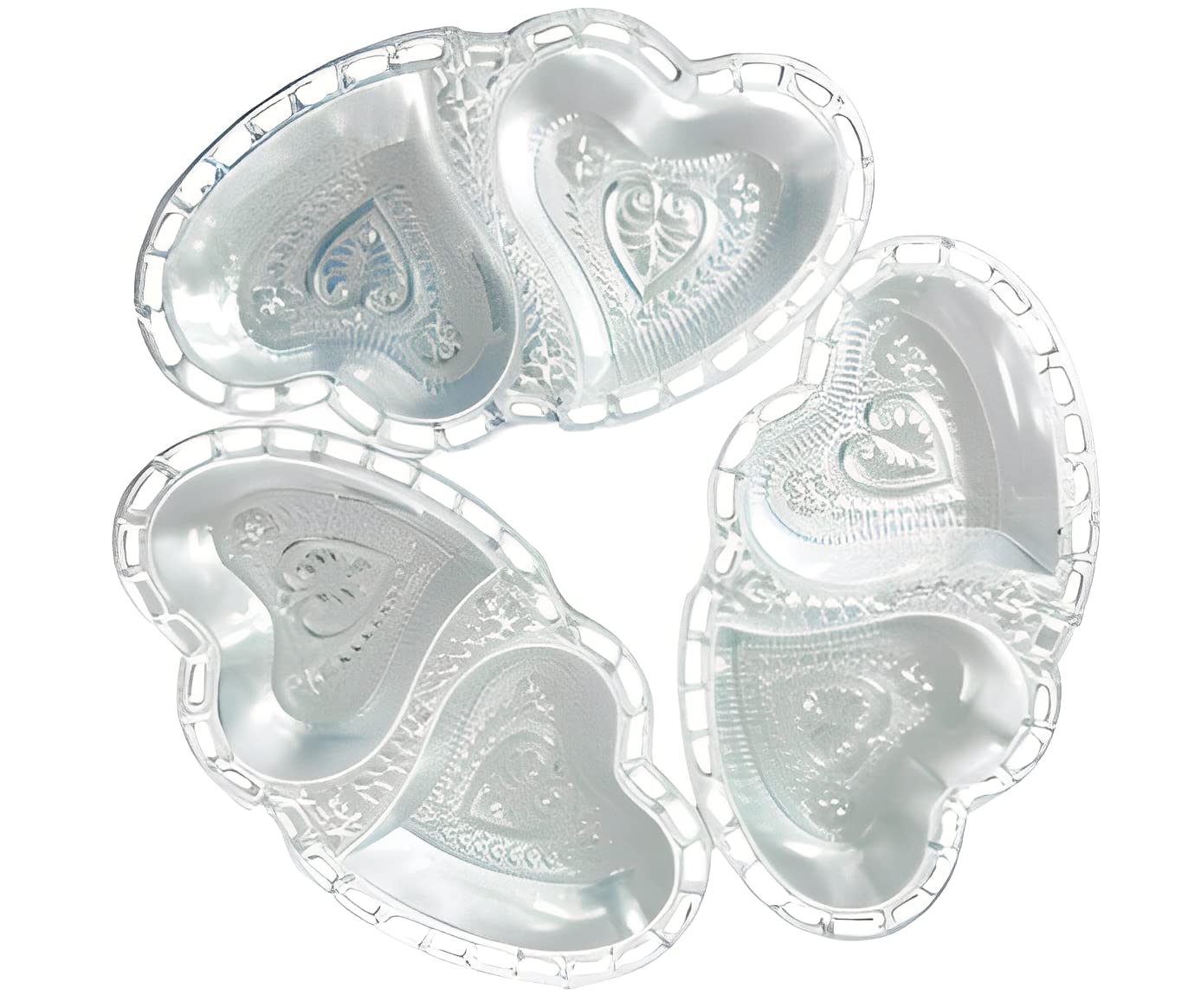 Multipurpose Heart Shape Serving Tray, Plastic Silver Finish Serving ...
