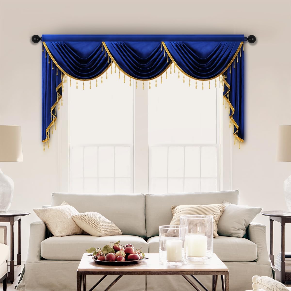 Amazon.com: ELKCA Luxury Royal Blue Velvet Curtain Valances for Living ...