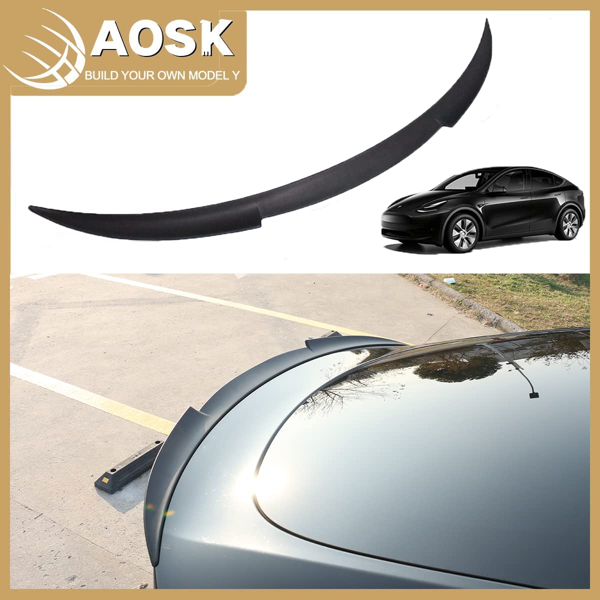 Buy AOSK for Tesla Model Y Rear Spoiler Wings ABS for 2020-2021 Tesla ...