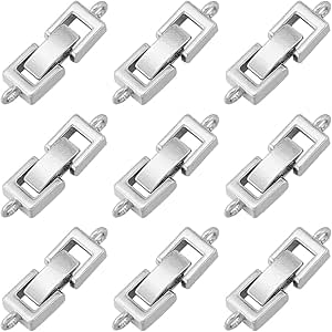 Amazon.com: SUNNYCLUE 1 Box 10PCS Silver Fold Over Clasp Bracelet ...