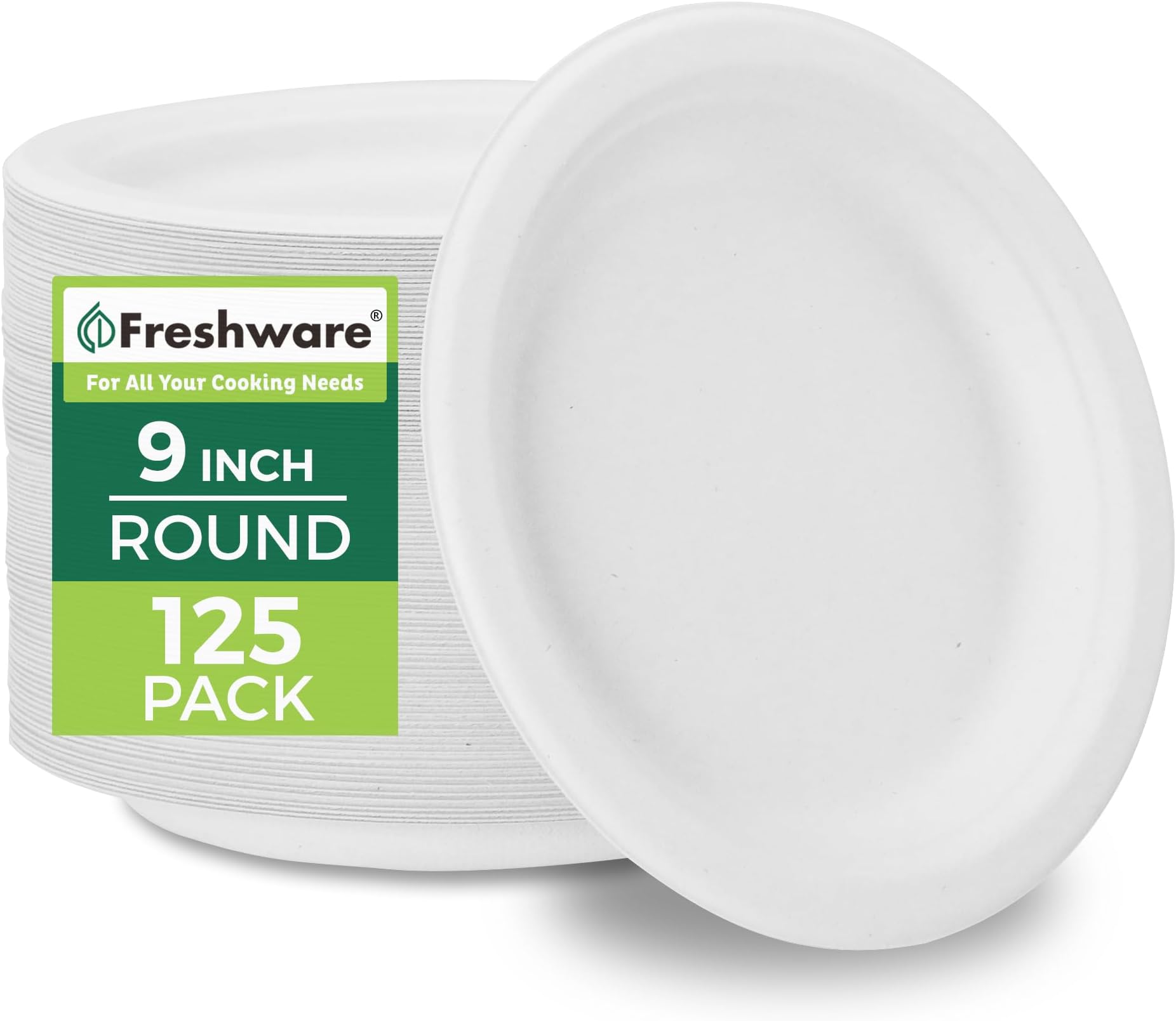 Amazon.com: Freshware Paper Plates - Disposable 9" Plate, 125-Pack ...