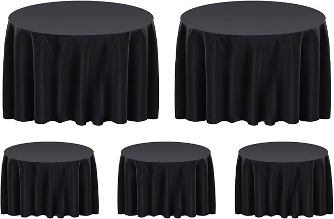 Amazon.com: Surmente 5 Pack Black Tablecloth for Round Tables, 132-inch ...