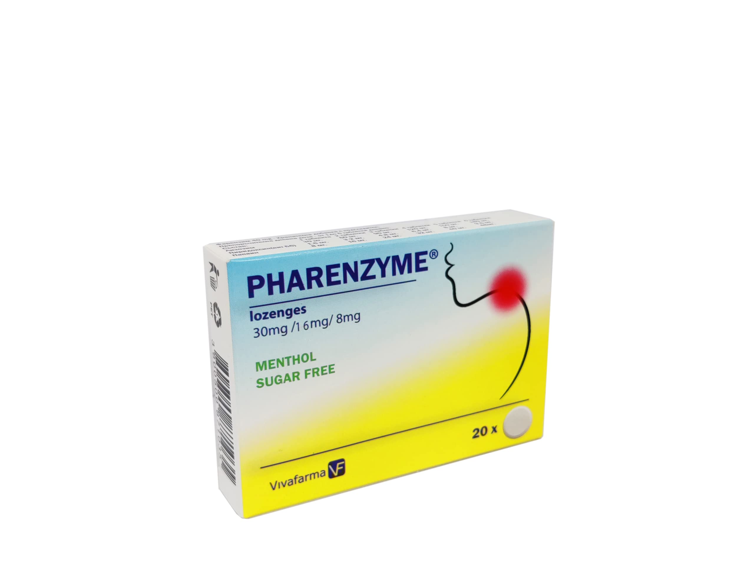 Buy PHARENZYME Menthol Zero Sugar - 20 lozenges - Sore Throat - Enzyme ...