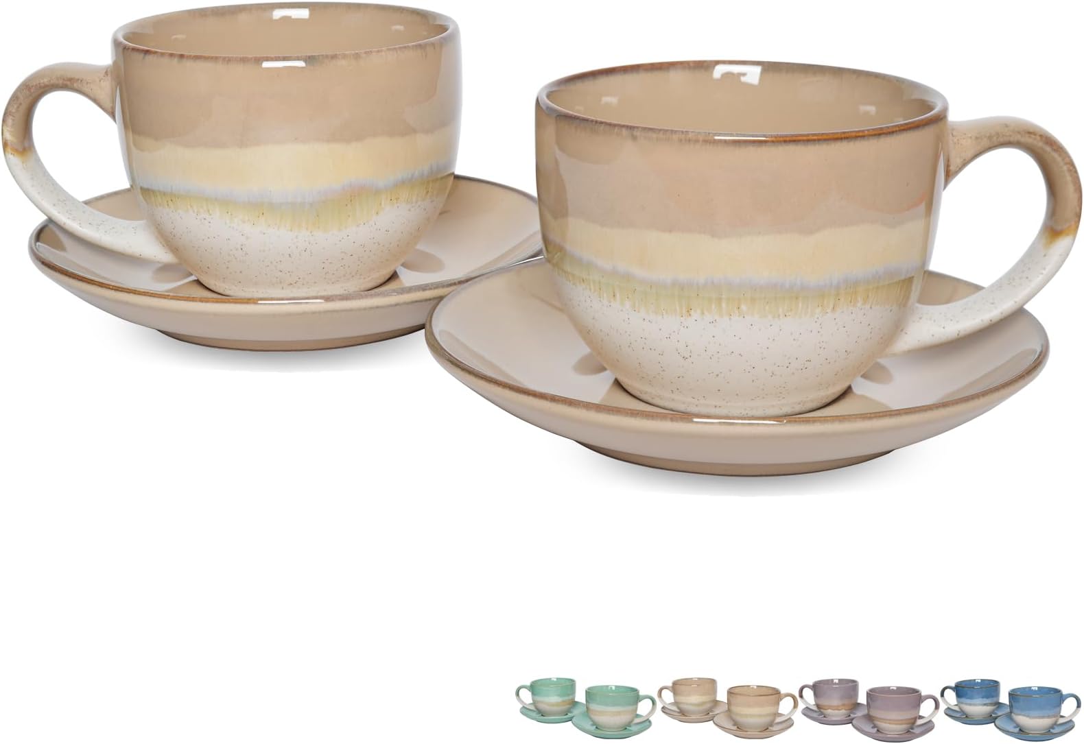 Amazon.com | Mora Ceramic Latte Art Mug With Saucer - 10.5 oz, Round ...