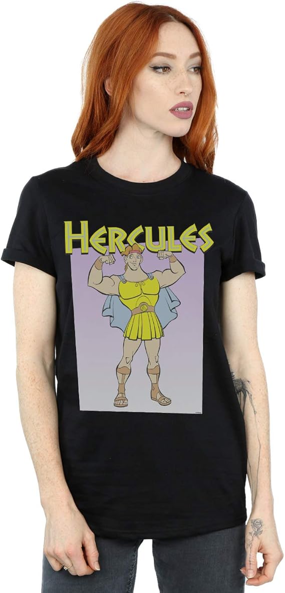 Disney Women's Hercules Muscles Boyfriend Fit T-Shirt : Amazon.co.uk ...