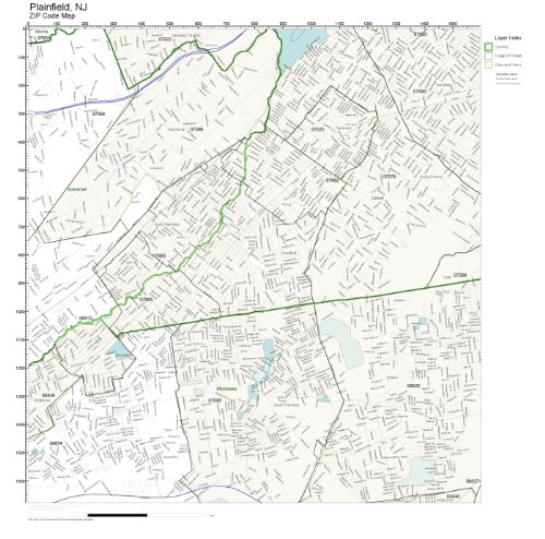 ZIP Code Wall Map of Plainfield, NJ ZIP Code Map Not Laminated: Amazon ...