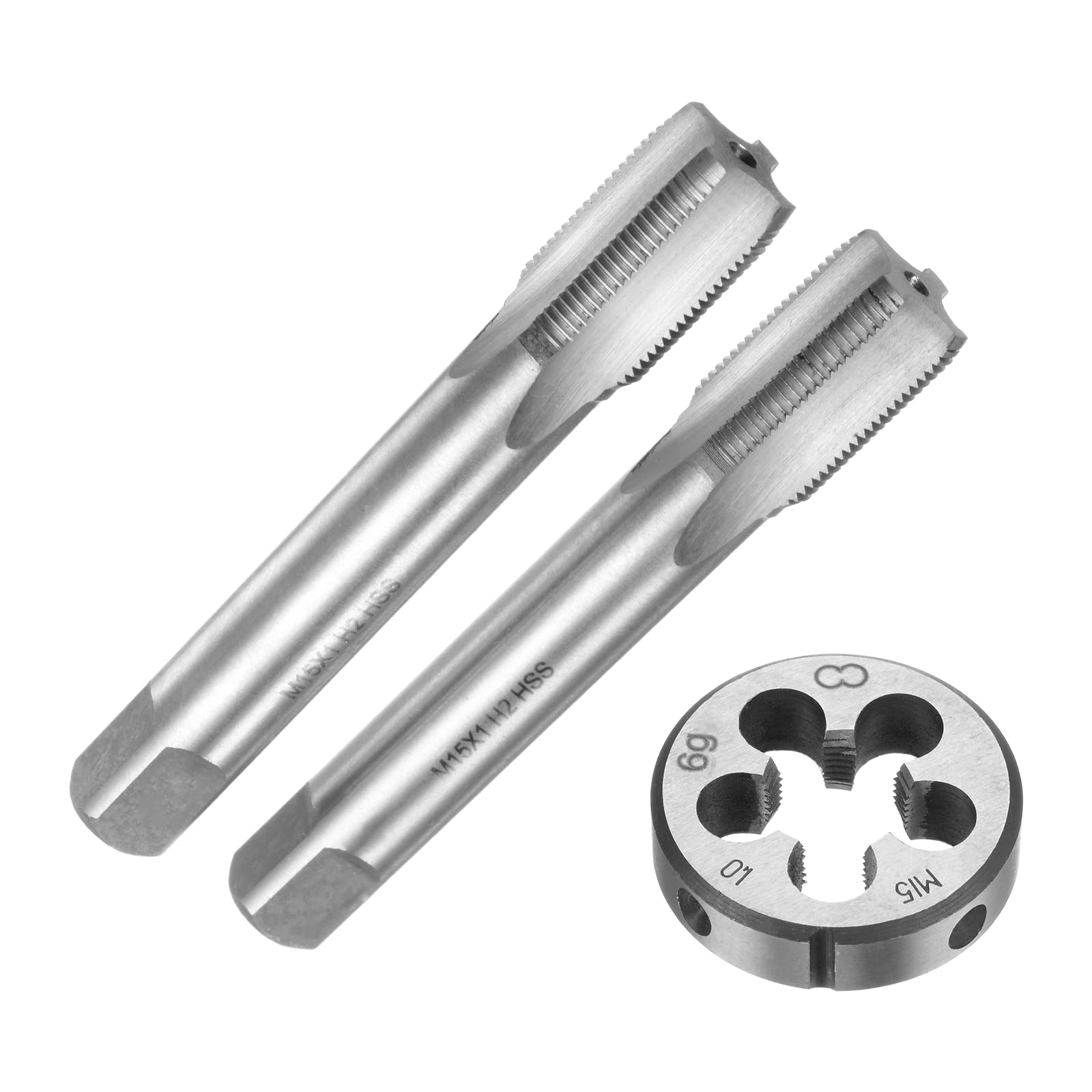 uxcell 3pcs Metric Hand Tap and Die Set, M15 x 1 Taper/Plug Thread Taps ...