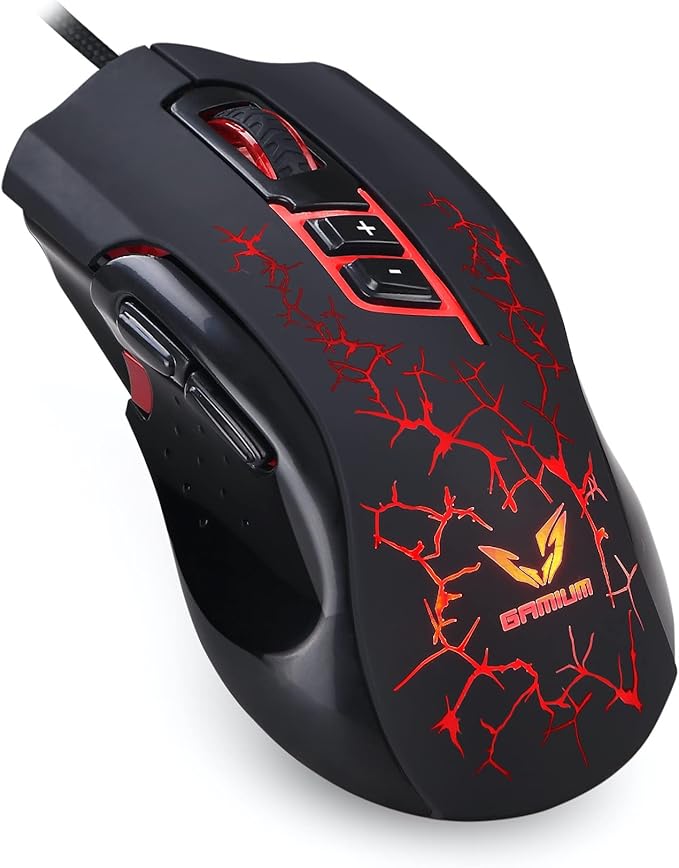 WE Gamium Souris Gamer 3200 DPI, Tir X2 8 Boutons, Plug & Play Rétro Eclairage Toucher Doux ...