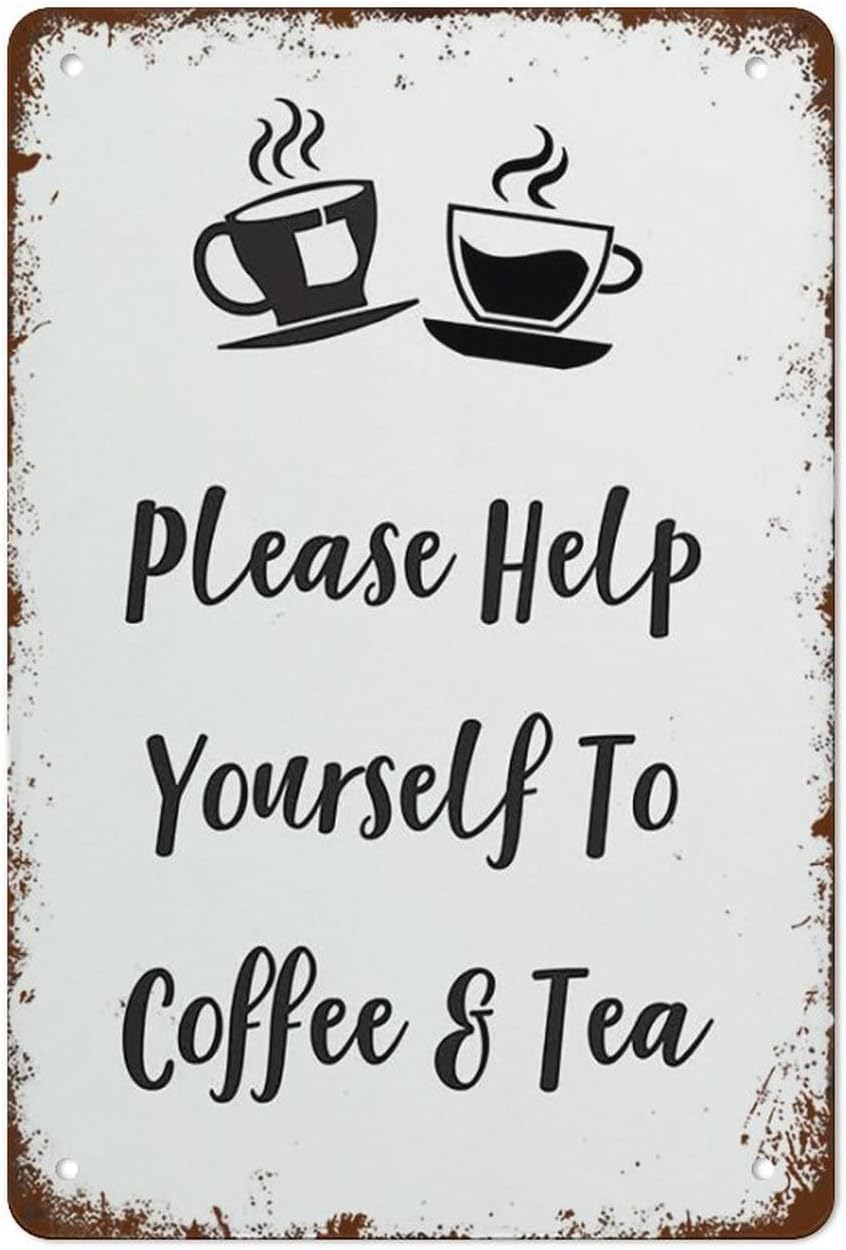 FJQWKLF Vintage Metal Signs Please Help Yourself to Coffee Tea Print ...
