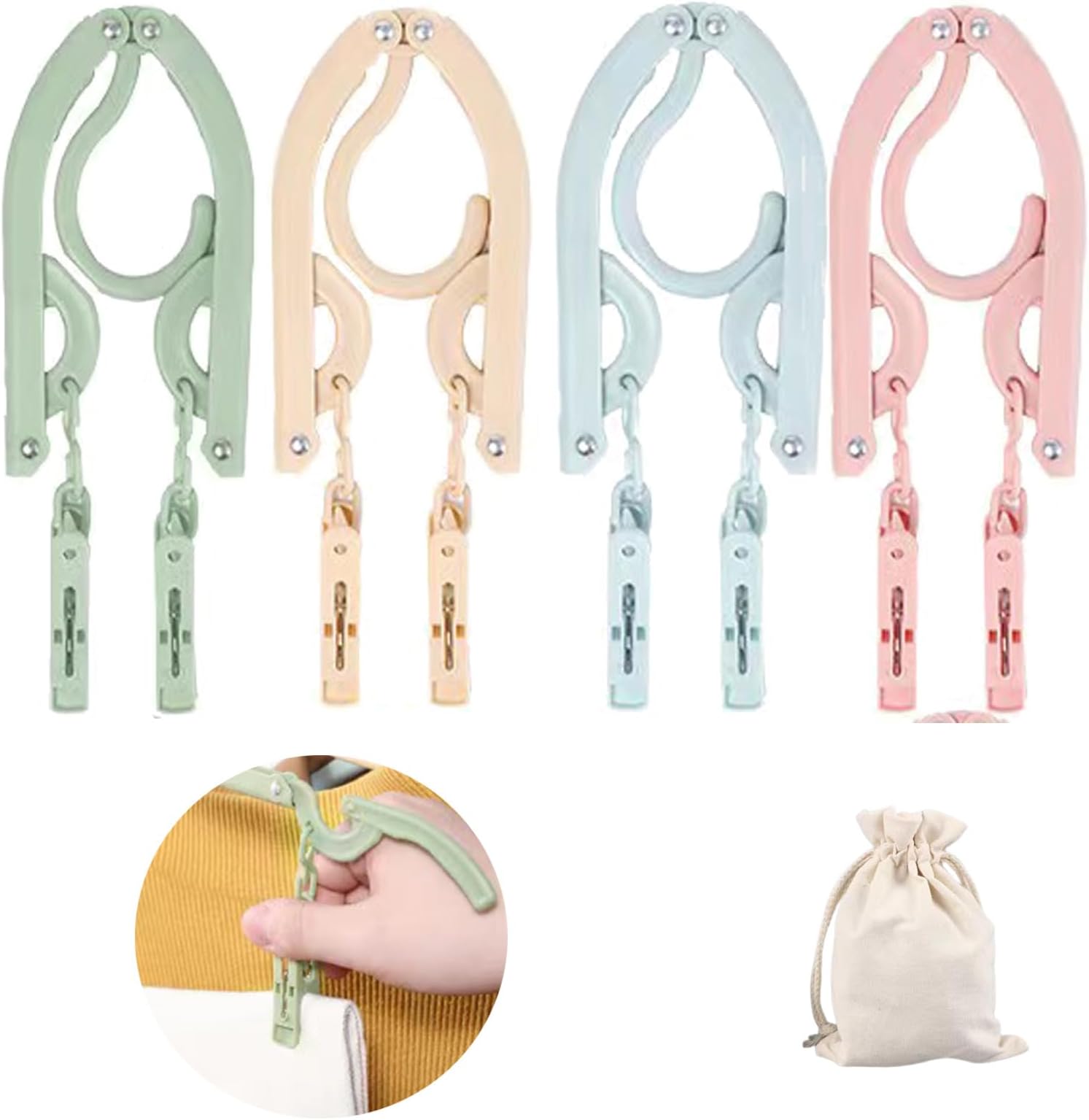 Amazon.com: 12 Pcs Hangers with 24 Pcs Clips, Folding Clothes Hangers ...