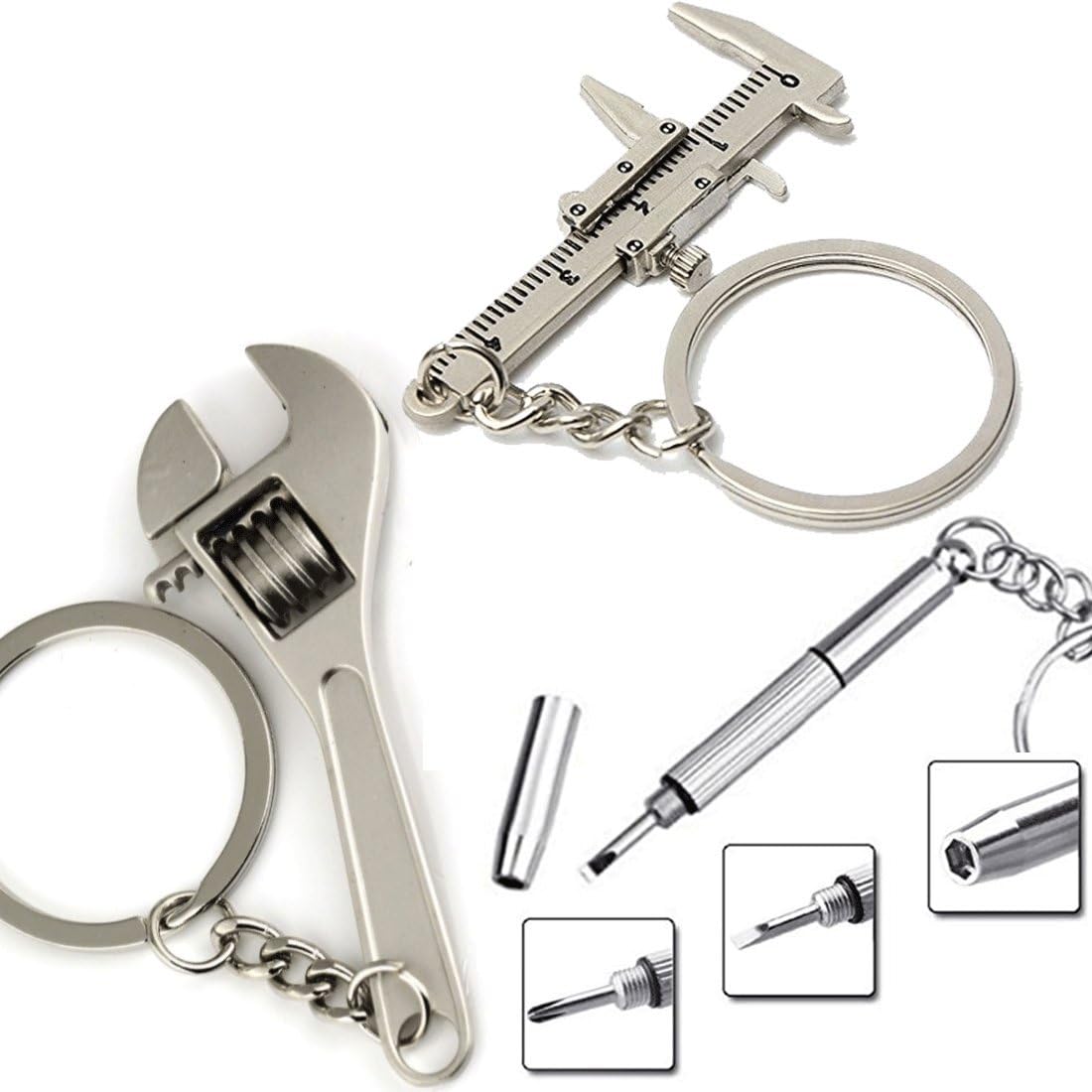 Amazon.com: 3 X Mini Tools Keychain Set with Key Holders Tag Movable ...