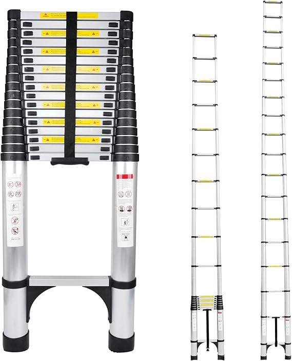 Telescoping Ladder 26.2FT Aluminum Lightweight Extension Ladder 330 Lbs ...